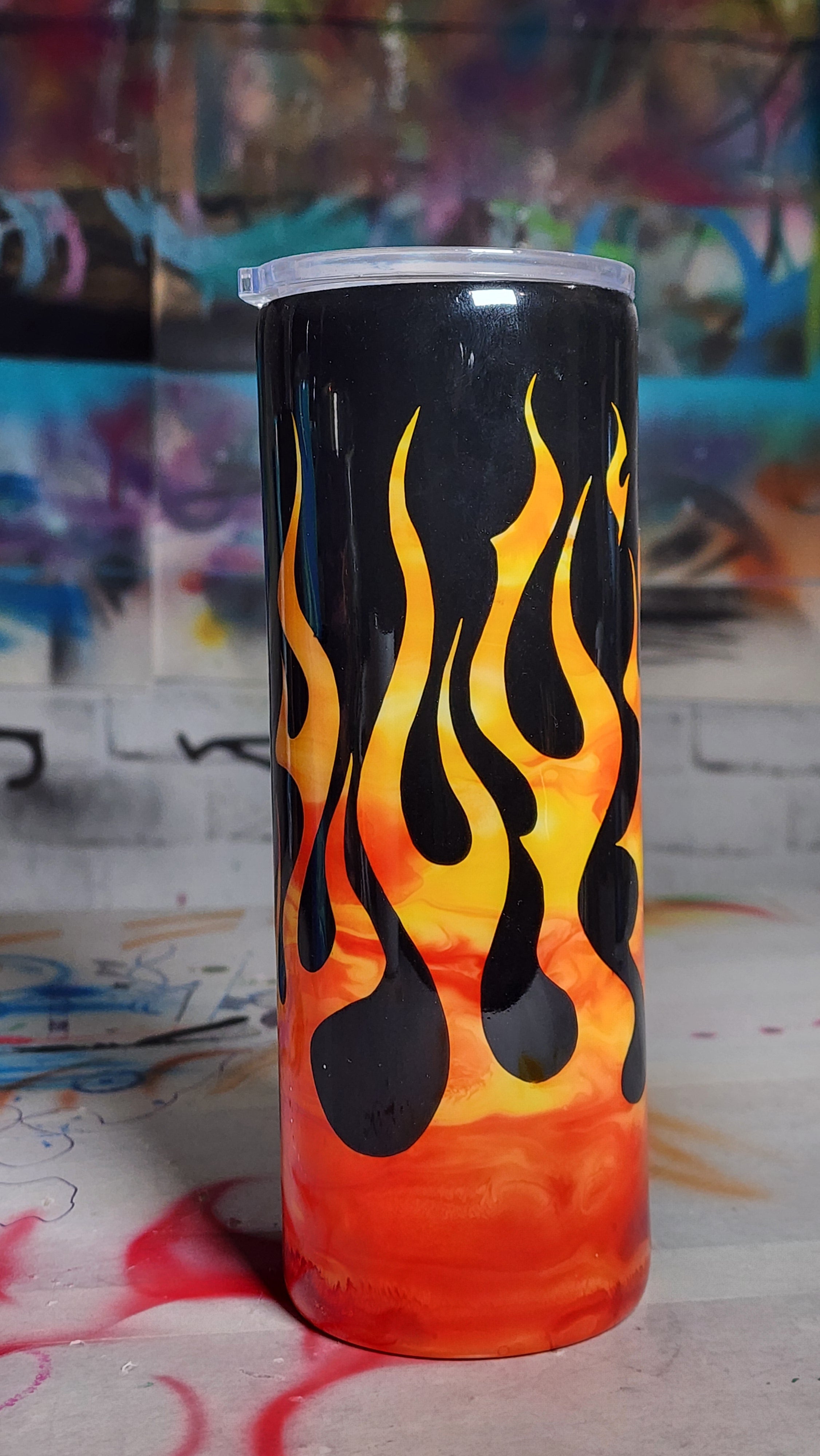 Custom Painted Fire Epoxy Toombler – Duncan Custom Airbrush